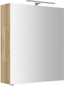 Sapho Riwa - Zrcadlová skříňka s LED osvětlením 70x60x17 cm, 1 dvířka, panty vpravo, dub Alabama RIW060-0022
