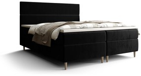 Manželská postel Boxspring 140 cm Flu (černá) (s matrací a úložným prostorem). 1046532