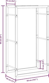 vidaXL Stojan na palivové dřevo matný 50x28x94 cm ocel [350305] Barva: Černá