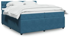 Box spring postel s matrací modrá 200 x 200 cm samet 3290140
