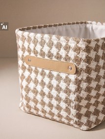 Sinsay - Textilní úložný koš s uchy a geometrickým vzorem - hnědá