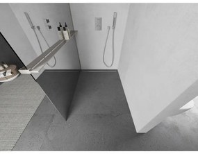 Mexen Kioto+ L, sprchová zástěna Walk-In s poličkou a věšákem 120 x 200 cm, 8mm sklo vzor zrcadlo, broušená ocel profil, 800-120-123-97-50
