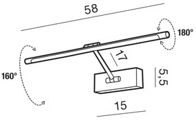 LED nástěnné svítidlo Davinci 58 černá chrom