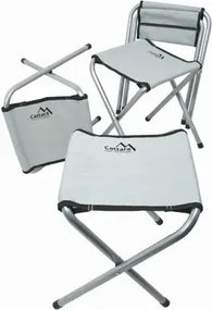 Cattara  DOUBLE teleskopický šedá + 4x židlička / Stůl kempingový sklá