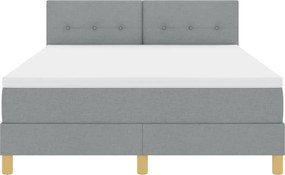 Postel s boxspringem s čelo Světle šedá 140 x 200 cm textil 3338923