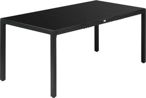 Obdélníkový zahradní stůl Outsunny pro venkovní jídelnu pro 8 osob s tvrzeným sklem a hliníkovým rámem 180 x 80 x 72 cm Černý