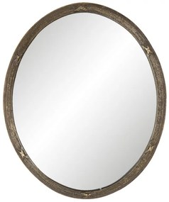 Oválné zrcadlo v hnědém rámu s patinou Louie – 22x1x27 cm