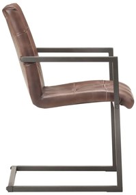 Konzolové jídelní židle 2 ks hnědé s ošoupáním pravá kůže - Default Title