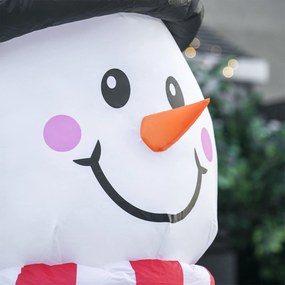 HOMCOM Vánoční dekorace, nafukovací sněhulák, 2,4 m, LED osvětlení, ventilátor, bílá