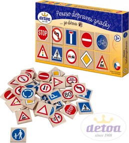 DETOA DŘEVO Pexeso dopravní značky 36 dílků *DŘEVĚNÉ HRAČKY* dt14048