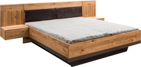XXXLutz POSTEL S NOČNÍMI STOLKY, 180/200 cm, černá, barvy dubu Linea Natura - Postele s nočními stolky - 000891002601