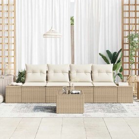 Set pohovek 5 ks Béžová a krémová polyratan 3346931