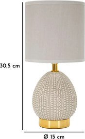 Světle šedá keramická stolní lampa s textilním stínidlem (výška 30,5 cm) Flavi – Mauro Ferretti