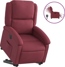 Elektrické zvedací polohovací křeslo vínové textil 3204191