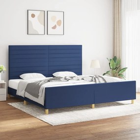 Rám postele bez matrace modrý 200 x 200 cm textil 3125168