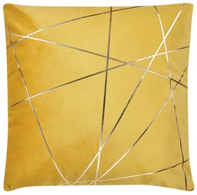 Sada 2 sametových polštářů s geometrickým vzorem 45 x 45 cm žlutých PINUS Beliani
