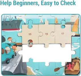 TOP BRIGHT Dřevěné puzzle s hračkou Loď / 24 dílků