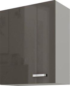 GREY gr | horní skříňka 60 G-72 1F policová | 60 cm | světle šedá/tmavě šedá lesk
