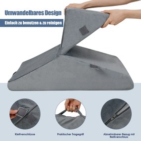 Costway Bed Wedge Polštář Nastavitelný Memory Foam Polštář naklápěcí Klínový