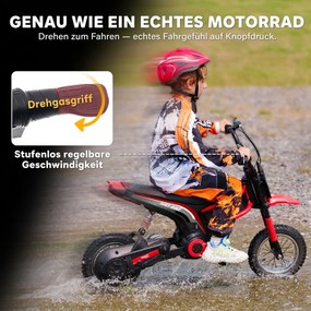 HOMCOM Elektrická Motorka pro Děti s Motorem 24V 350W, Rychlostní Mód 8-16 KM/H, 12-Palcové Pneumatické Pneumatiky, Elektrická Motorka s Hudebními Sv…