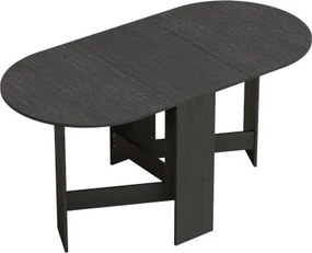 HOMCOM skládací stůl do kuchyně s vyklápěcími deskami, oválný skládací kuchyňský stůl, moderní styl 163 x 80 x 75 cm, černý