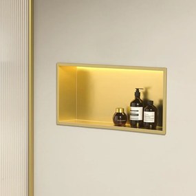 Rea Rea, LED polička na zapuštění 60x30x10 cm, 12W, 3000K, zlatá matná, REA-08543
