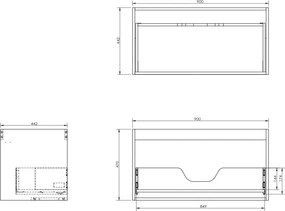 Mexen Box-A, závěsná skříňka 90 cm, 1 zásuvka, grafitová matná, 91AX0-0900-470-1-66