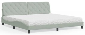 Postel s matrací světle šedá 200 x 200 cm samet 3208676