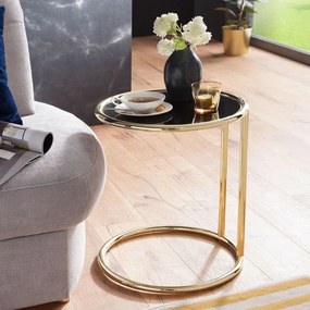 Bruxxi Odkládací stolek Fadi, 53 cm, zlatá / černá
