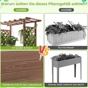 Costway Vyvýšený záhon s mřížovím a závěsným střešním truhlíkem Květinový