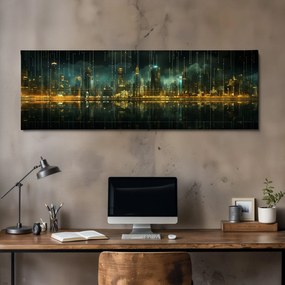 Obraz na plátně - Futuristické město - Abstraktní odraz Budoucnosti FeelHappy.cz Velikost obrazu: 120 x 40 cm