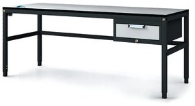 Antistatický dílenský ESD stůl, 1 zásuvkový box na nářadí, 1800x800x745-985 mm