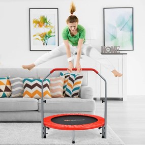 Costway Ø 101 cm skládací mini trampolína s výškově nastavitelným madlem fitness