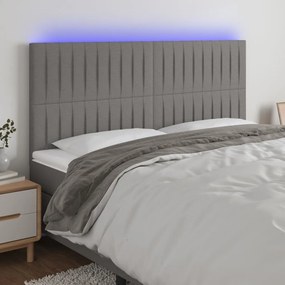 Čelo postele s LED tmavě šedé 200x5x118/128 cm textil 3122685