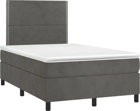 Box spring postel s matrací a LED tmavě šedá 120x200 cm samet 3136054