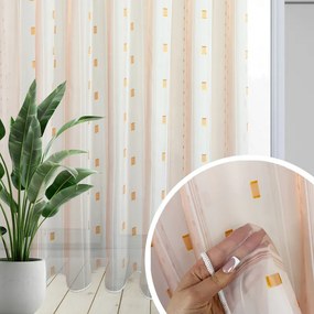Voálová záclona s olůvkem meruňková kostka metráž Ervi 960-04