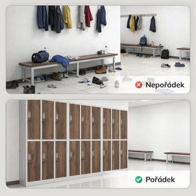 Šatní skříň BHP bílá / ořech, 6dveřová: Eco Design IGOR, 900 x 1850 x 450 mm