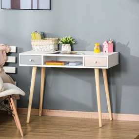 Dětský stůl HOMCOM s 1 otevřenou přihrádkou a 2 šuplíky v severském stylu pro studijní místnost, vstup a ložnici 100x48x76,5 cm v multicolor provedení
