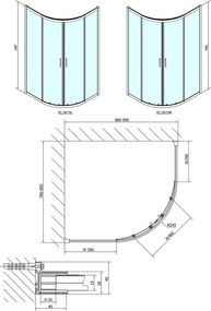 Sapho Polysan Easy Line 90 x 80 cm sprchový kout / zástěna čtvrtkruhová EL2815