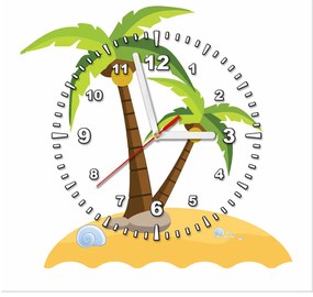 Gario Obraz s hodinami Ostrůvek se dvěma palmami Rozměry: 40 x 40 cm