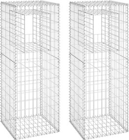 Gabionové sloupky 2 ks 50 x 50 x 140 cm železo 151271