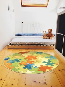 Koberec Puzzle vícebarevný kruh