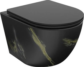Mexen Lena WC mísa Rimless s pomalu sklápějícím sedátkem slim, duroplast, černý kámen - 30224098