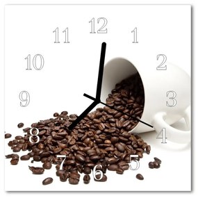 Skleněné hodiny čtvercové Kávový hrnek 30x30 cm