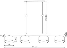 Brilagi - LED Lustr na lanku AURA LUX 4xGX53/30W/230V černá/zlatá