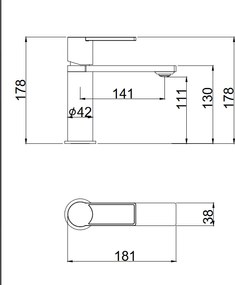 Gamma Simba, umyvadlová baterie h-178, černá matná, GMA-BSAU-BK