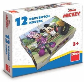 Dino Kostky kubus Mickey a Minnie Disney dřevo 12 ks