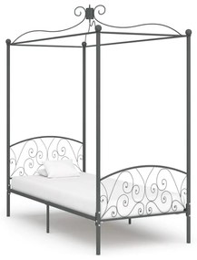 Petromila Rám postele s nebesy šedý kovový 100 x 200 cm