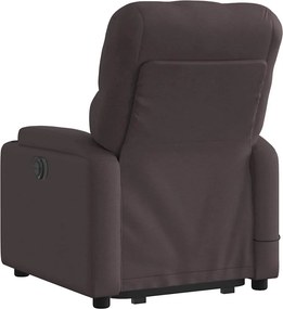 Zvedací masážní polohovací křeslo tmavě hnědé textil 3204727