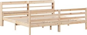 Rám postele s čelem 200 x 200 cm masivní borové dřevo 3306692